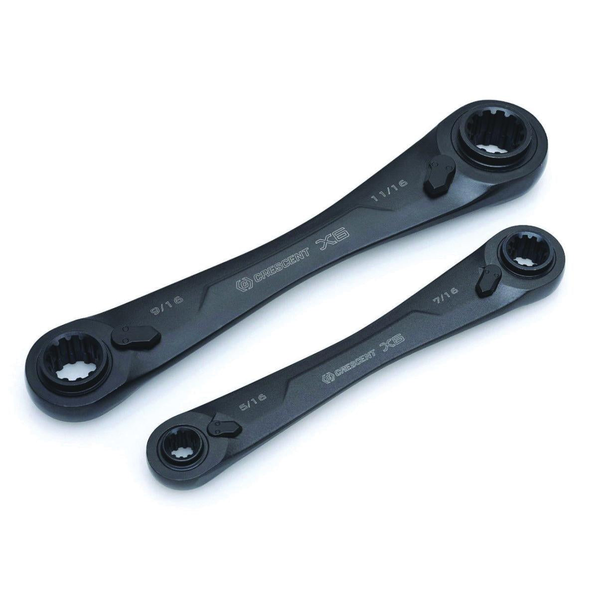CRESCENT® CX6DBS2 4-In-1 Reversible Ratcheting Wrench Set, 5/16 x 3/8 ...