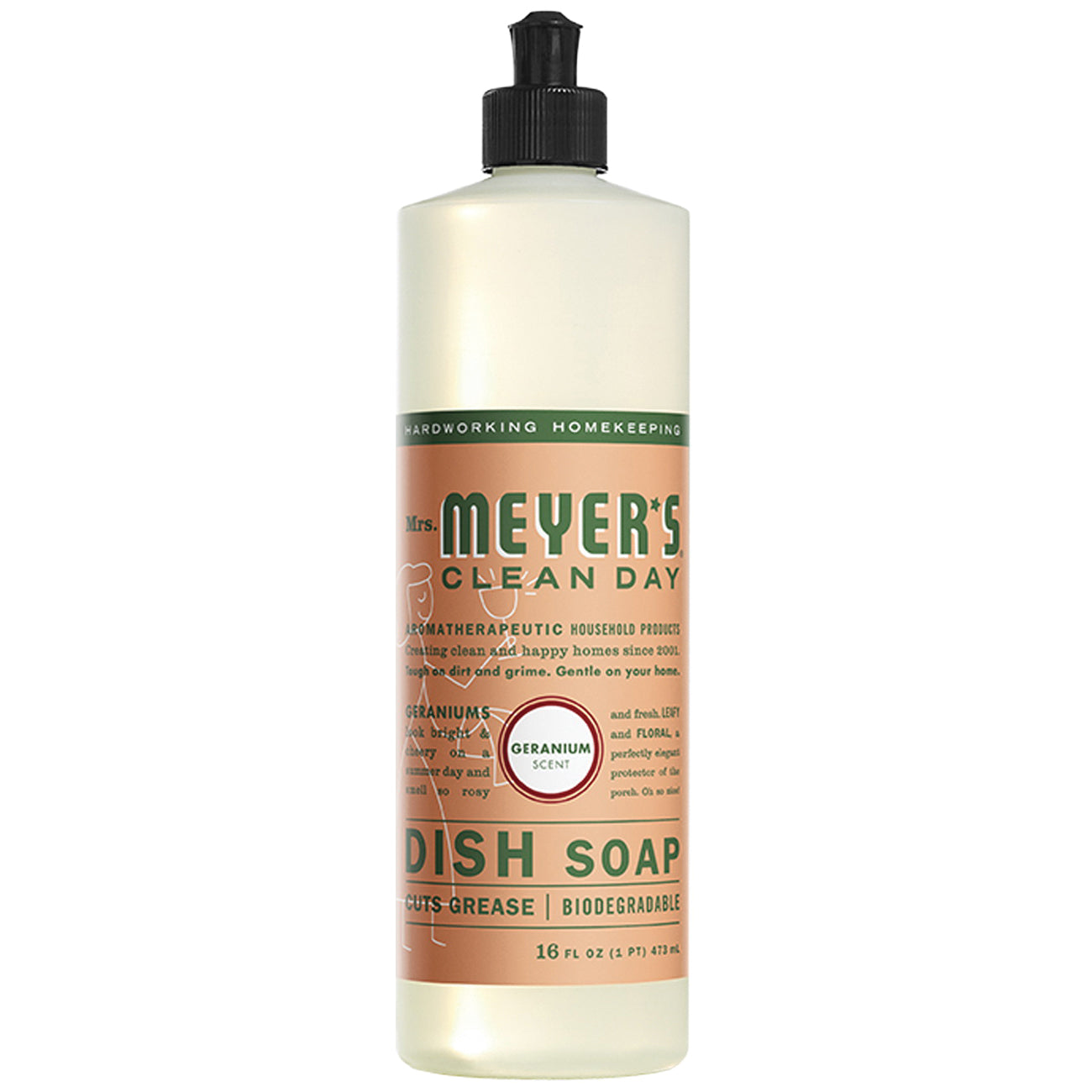 Mrs. Meyer's® 13103 Dish Soap, Liquid, Geranium, Concentrated, 16 oz ...