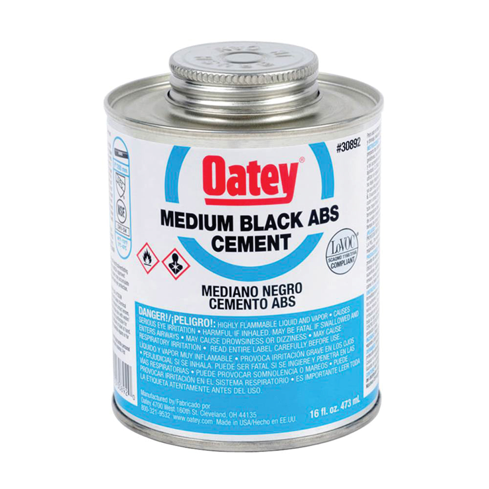 Oatey® 30892 ABS Cement, 16 oz, Liquid, Black, Solvent, 1 to 6 min Cur ...