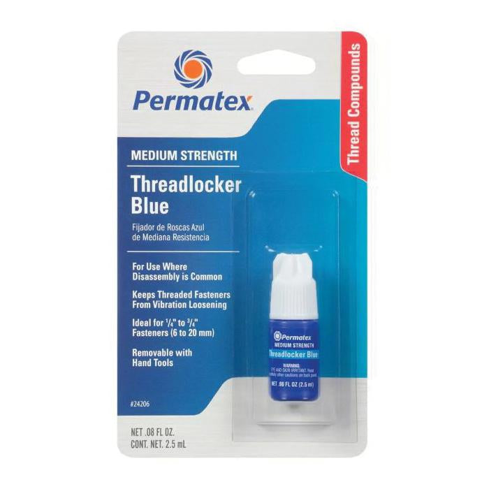 Permatex® 24206 Threadlocker, Liquid, Blue, Mild, 24 hr Curing, 2.5 mL ...